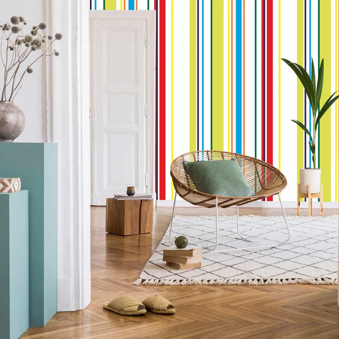 Dekoracyjna Tapeta w Kolorowe Pasy Paski Pionowe w Różnych Rozmiarach
